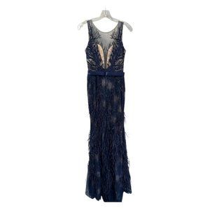 basix | Dresses | Basix Black Label Navy Lace Pattern Evening Gown Size ...
